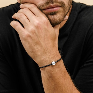 Custom Men's Coin Bracelet, Engraved Men's Disc Bracelet, Personalized ...