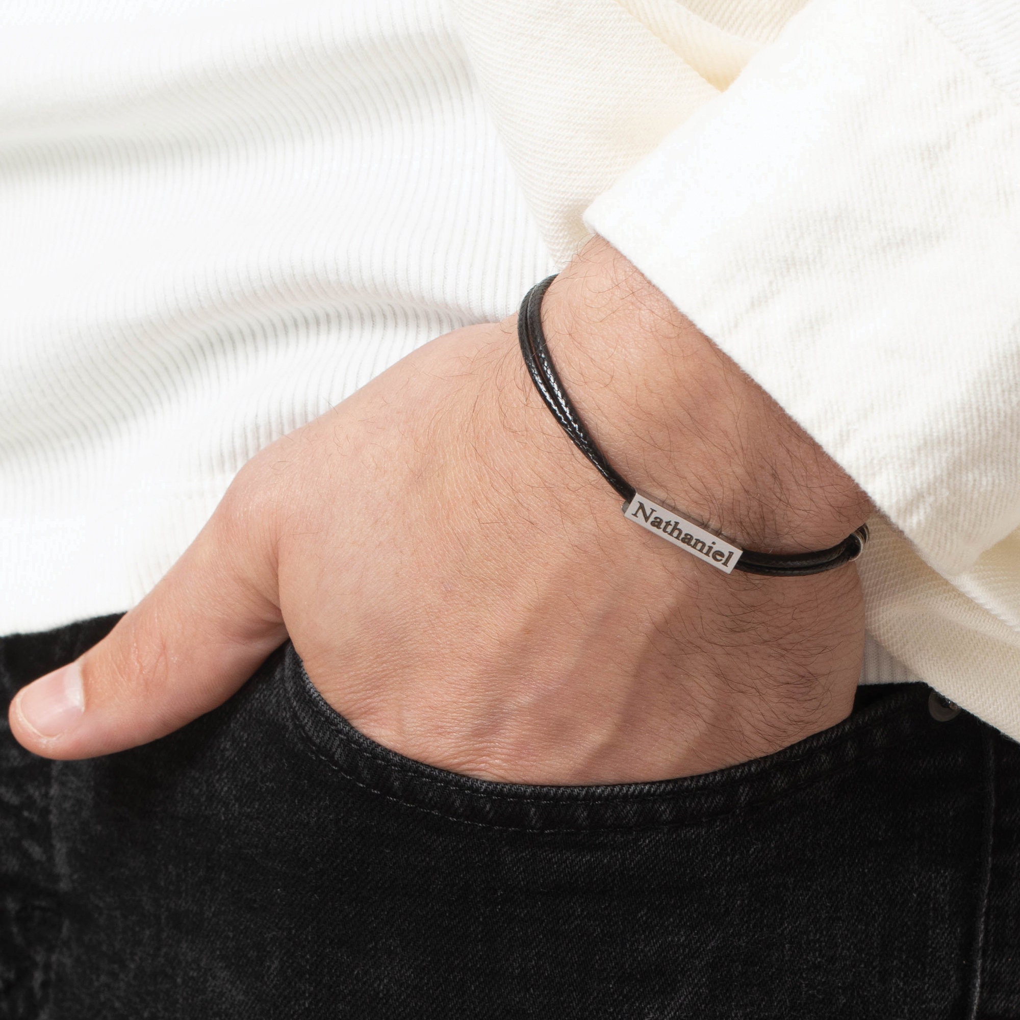 Men's Custom Bracelet Men's Engraved Bracelet - Etsy