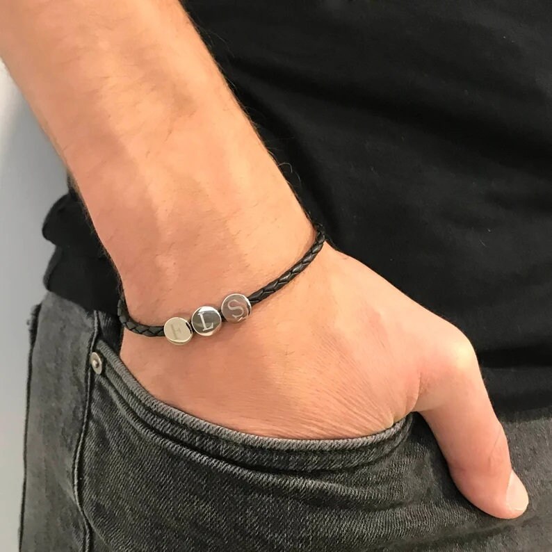 Custom Men's Coin Bracelet Engraved Men's Disc - Etsy