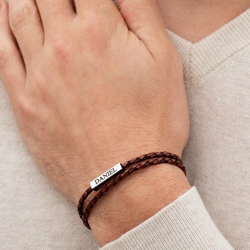 Custom Engraved Bracelet Personalized Leather Bracelet - Etsy