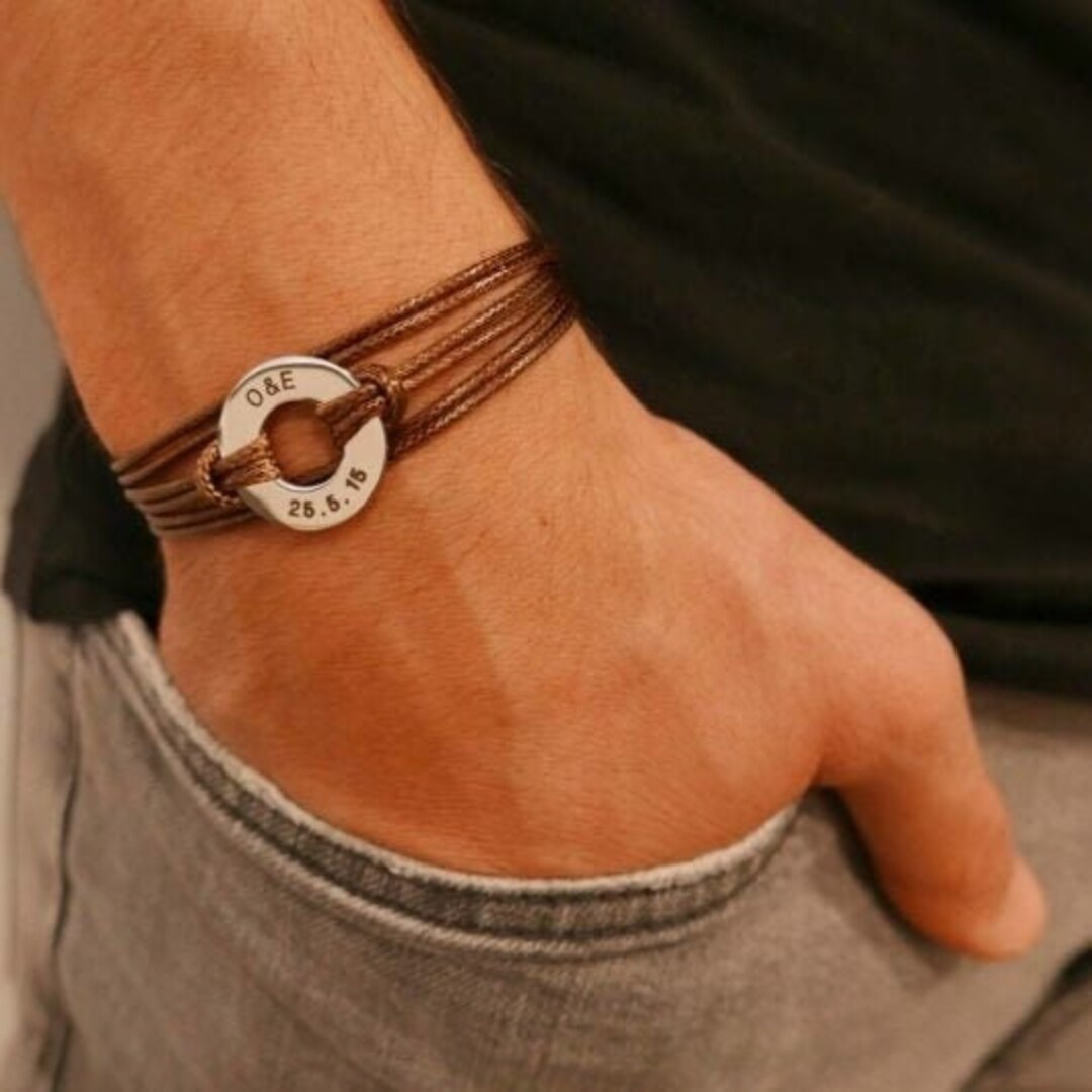 Men's Initial Bracelet, Personalized Bracelet for Men, Anniversary Gift ...