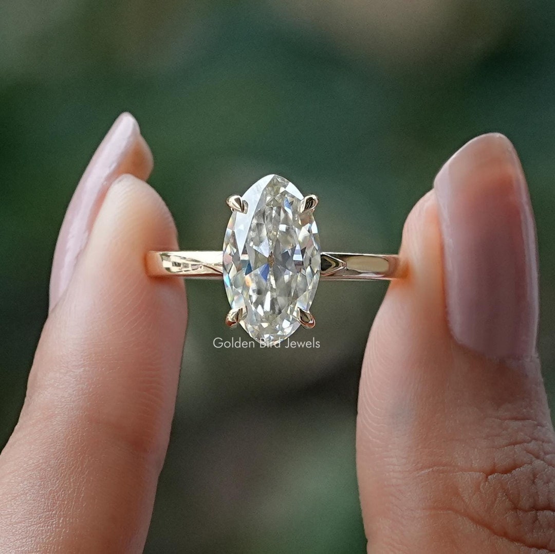 Hidden Halo Moissanite Wedding Ring/ Old Mine Moval Moissanite ...