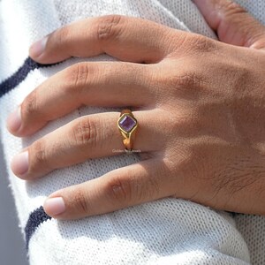 Asscher Gemstone Engagement Ring/ Amethyst Gemstone Proposal Ring ...
