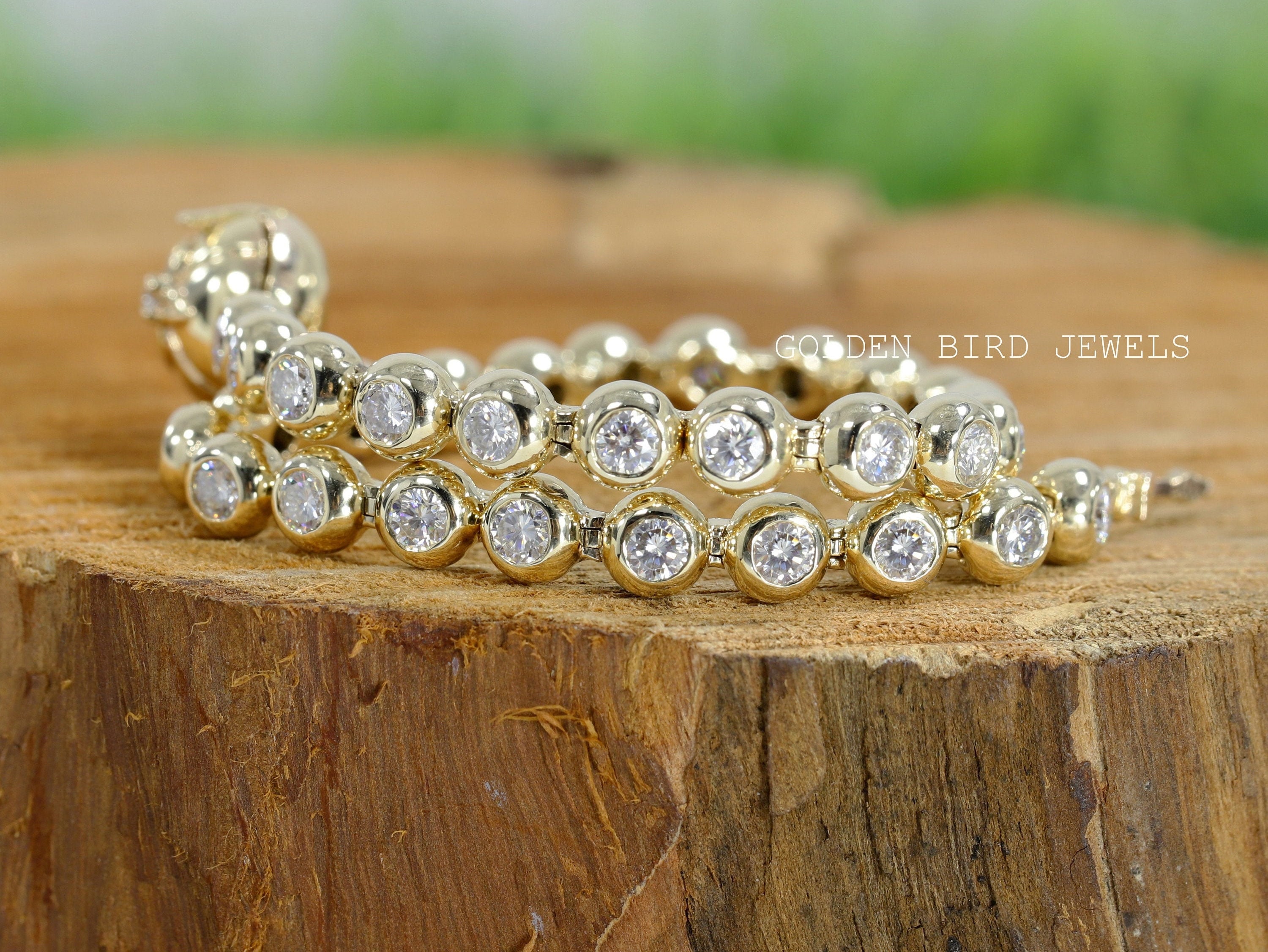 3 00 Mm Round Moissanite Tennis Bracelet Solid 14k Gold Etsy