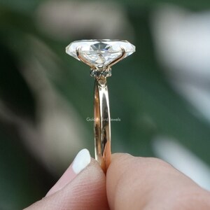 Old Mine Moval Cut Moissanite Engagement Ring / Hidden Halo Moissanite ...