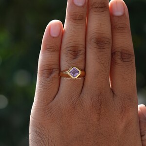 Asscher Gemstone Engagement Ring/ Amethyst Gemstone Proposal Ring ...