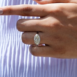 Old Mine Moval Moissanite Ring/ Off-white Moissanite Engagement Ring ...