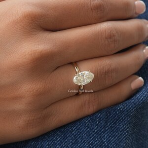 Old Mine Moval Cut Moissanite Engagement Ring / Hidden Halo Moissanite ...