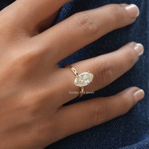 Old Mine Moval Cut Moissanite Engagement Ring / Hidden Halo Moissanite ...