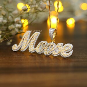 Colorless Round Moissanite Letter Pendant / Custom Made Moissanite ...