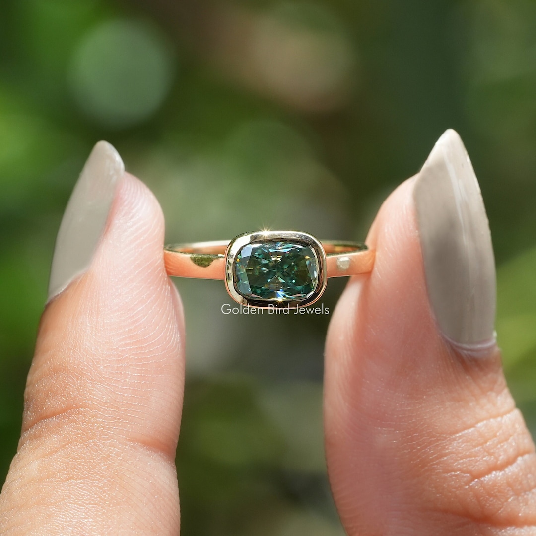 Solitaire Moissanite Ring/ Elongated Cushion Moissanite Bridesmaid Ring ...