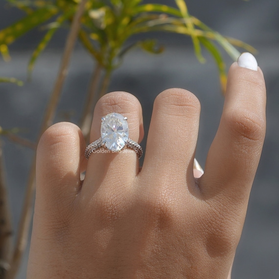 Oval Moissanite Wedding Ring Hidden Halo Moissanite Engagement Ring Colorless Moissanite Proposal Ring Micro Pave Set Bridal Ring for Her Etsy