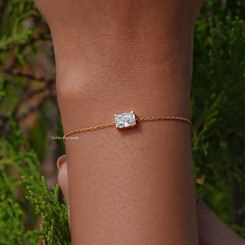Solitaire Lab Diamond Bracelet/ Radiant Cut Lab Grown Diamond Wedding ...