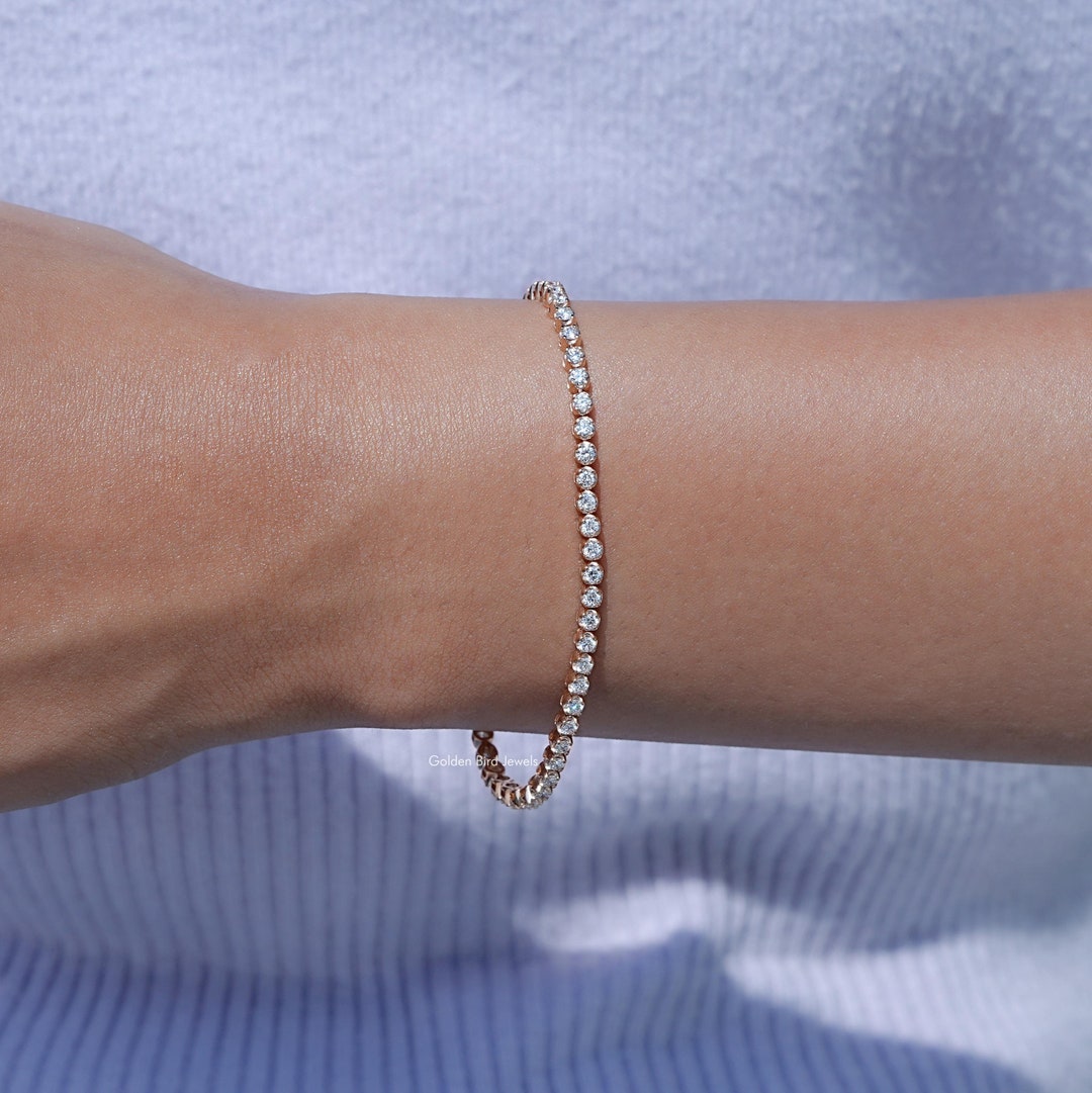 Round Lab Grown Diamond Wedding Bracelet/ Tennis Lab Diamond Bracelet ...