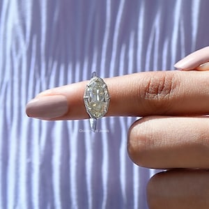 Old Mine Moval Moissanite Ring/ Off-white Moissanite Engagement Ring ...