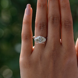 Old Mine Moval Moissanite Ring/ Off-white Moissanite Engagement Ring ...