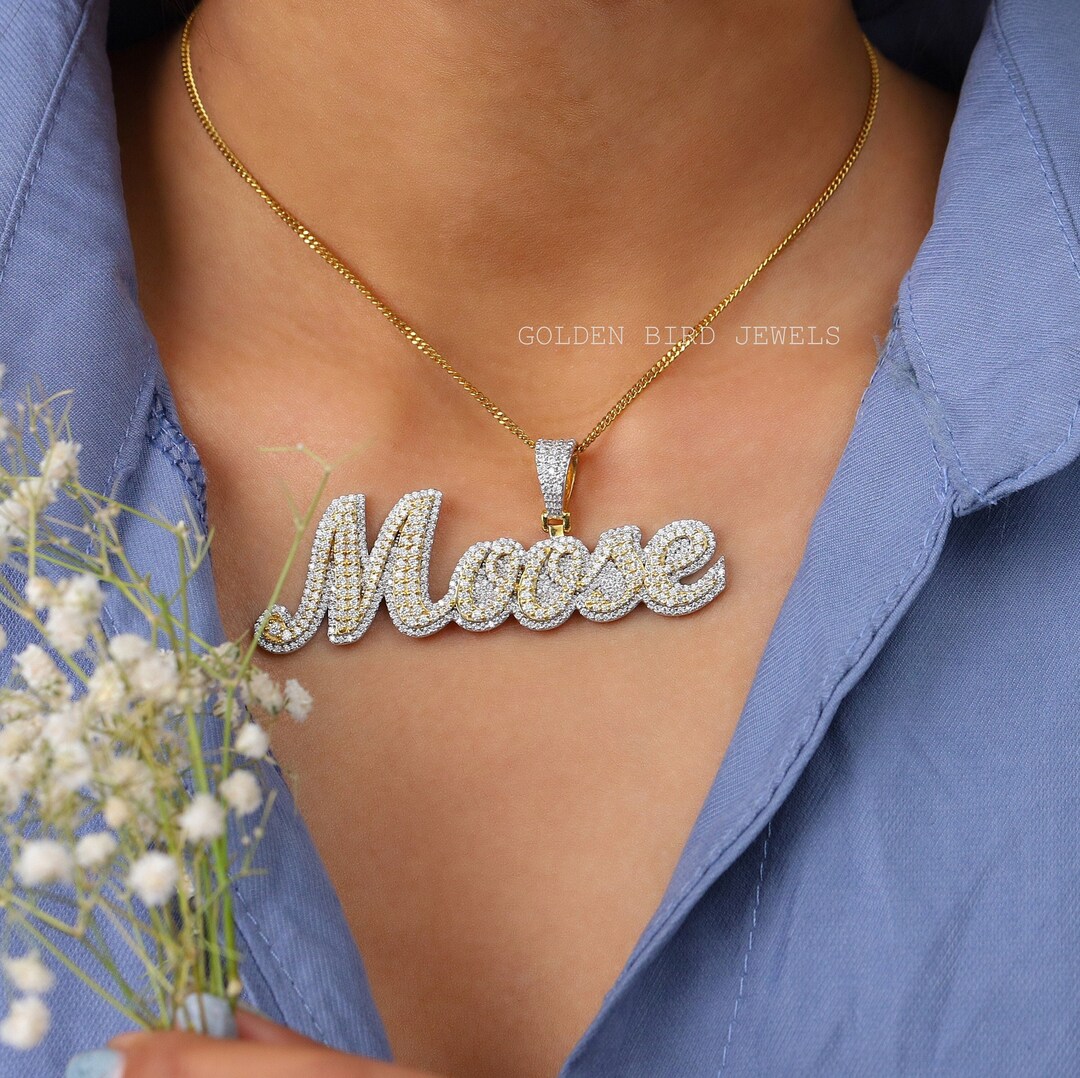 Colorless Round Moissanite Letter Pendant / Custom Made Moissanite ...