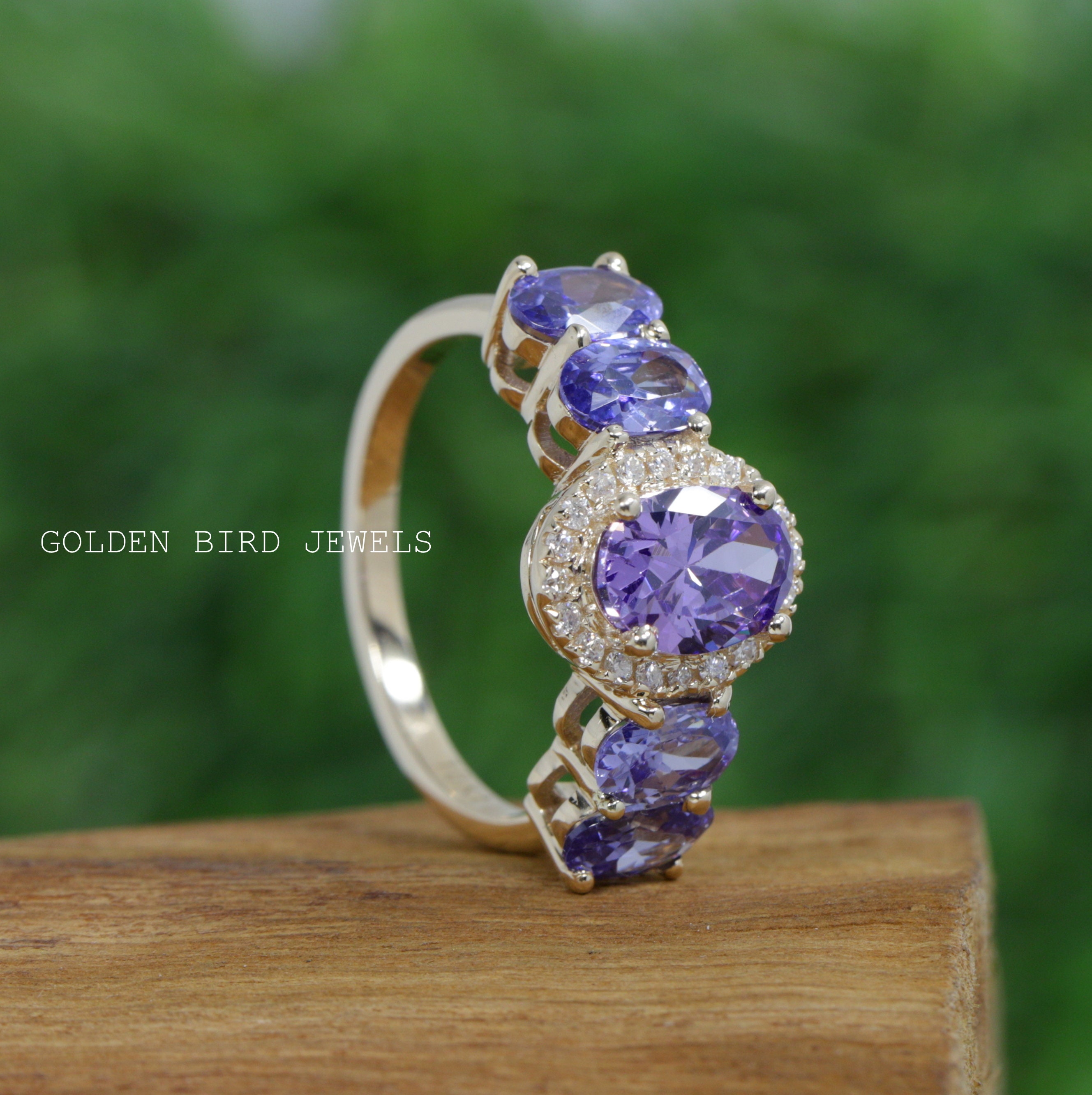 Natural Tanzanite Oval Cut Gemstone Ring Gemstone Halo Etsy