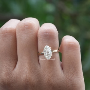 Old Mine Moval Cut Moissanite Engagement Ring / Hidden Halo Moissanite ...