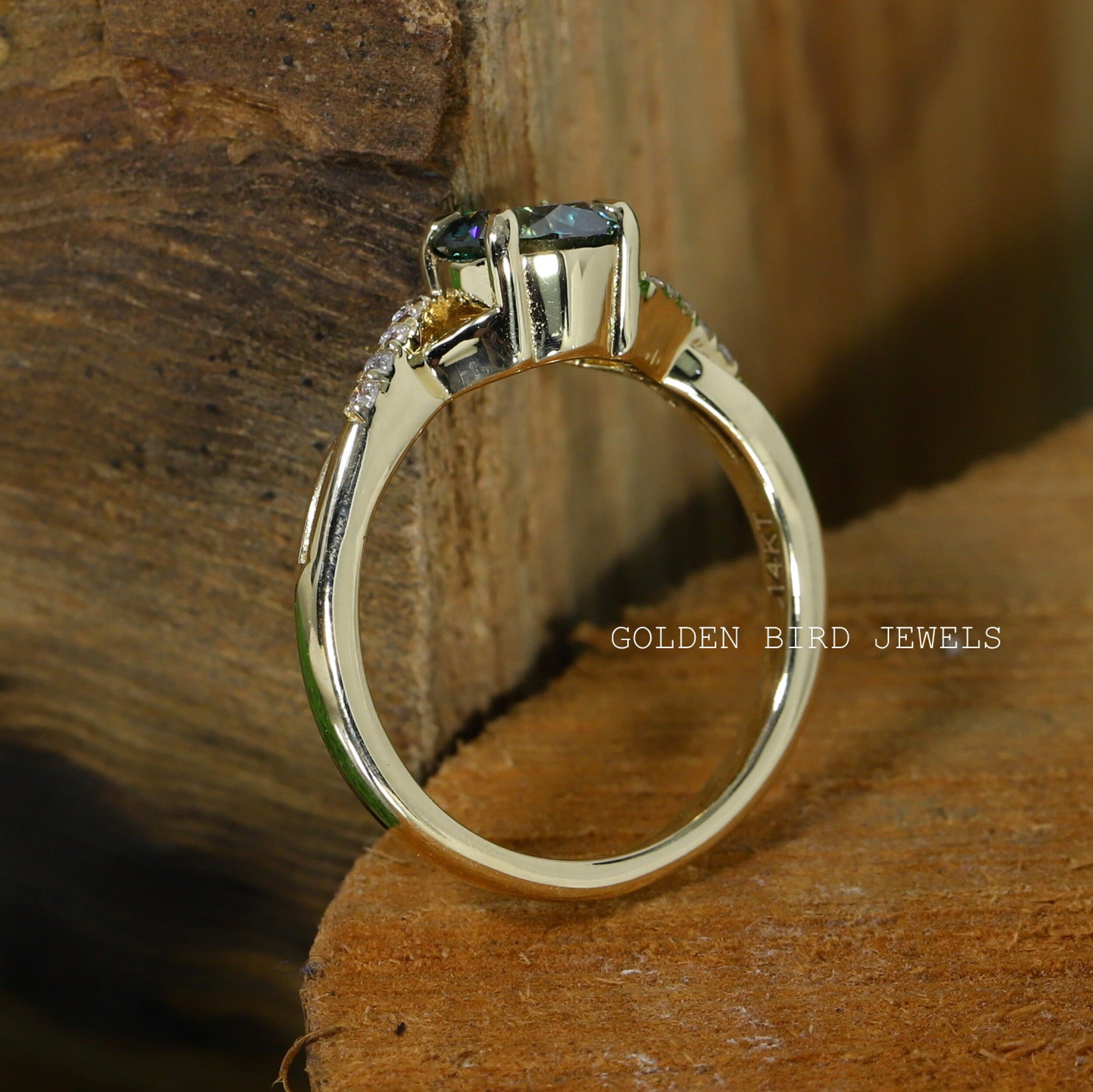 Blue Moissanite Engagement Ring 1 20ct Round Moissanite Ring Etsy