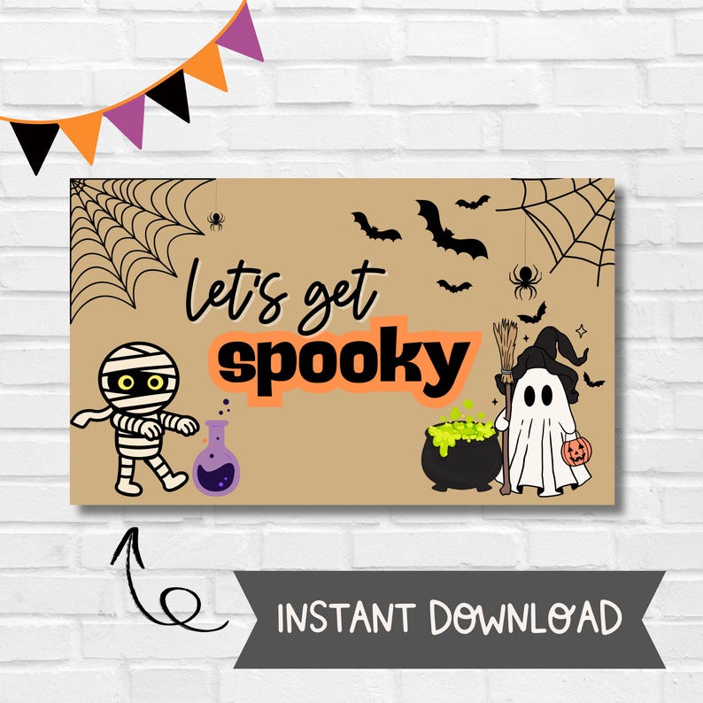 Let's Get Spooky Halloween Banner | Party Backdrop (digital Download ...