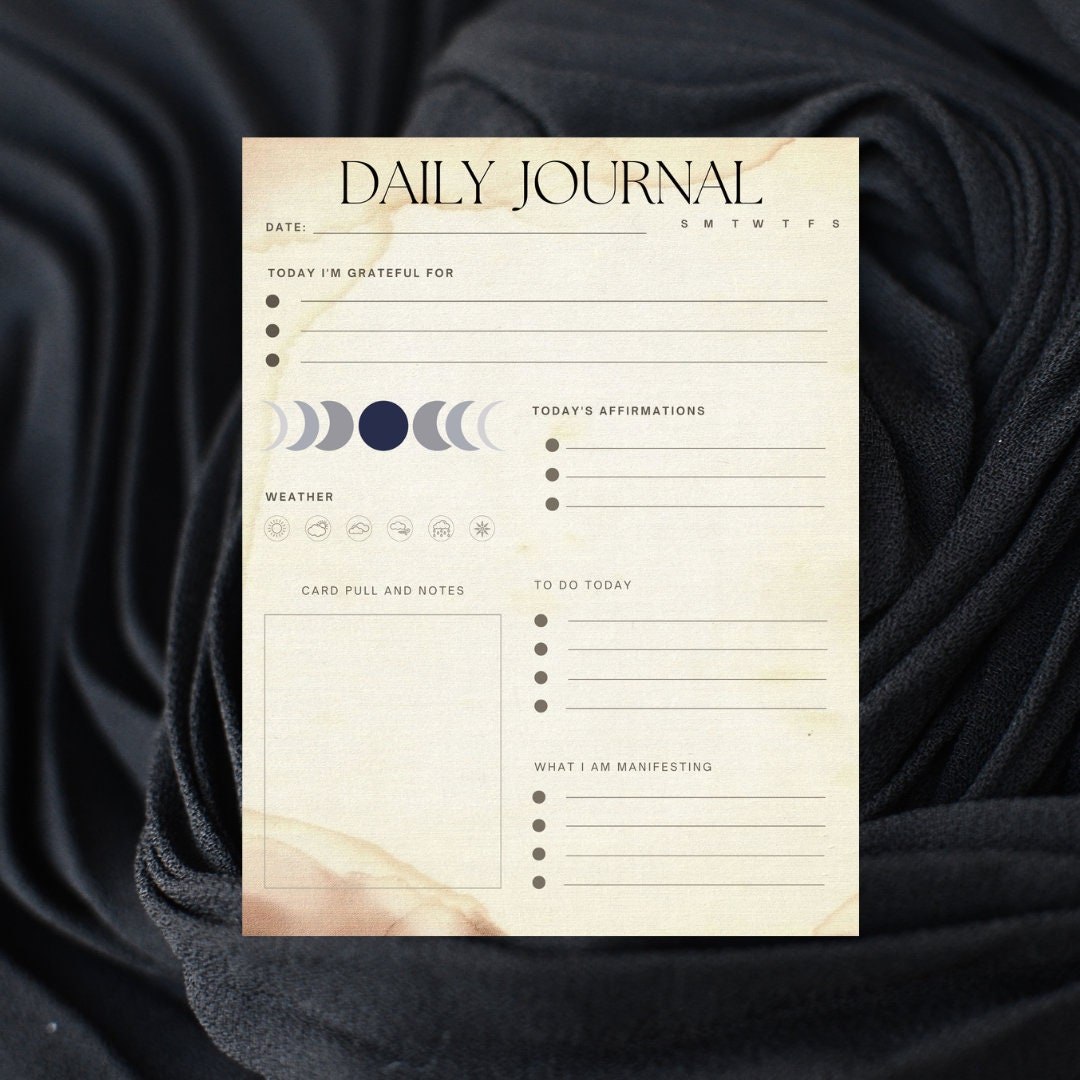 Daily Journal Page, DIGITAL DOWNLOAD, Pdf, Journal Page, Self Care Page ...