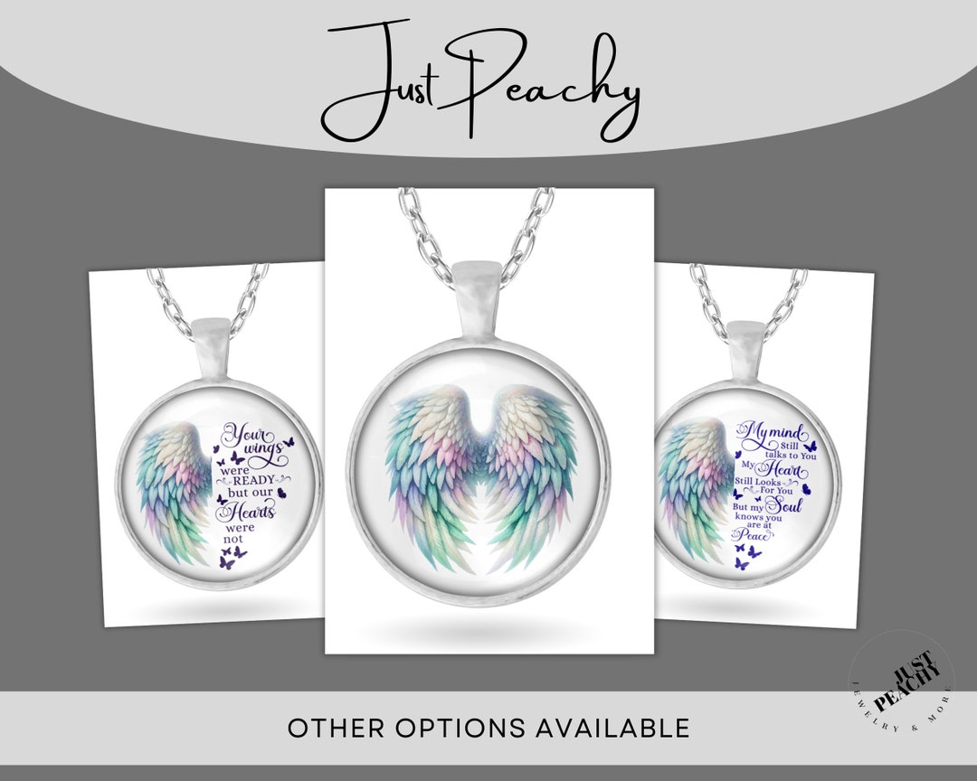 Memorial Remembrance Guardian Angel Wing Quote Art Silver Jewelry Glass ...