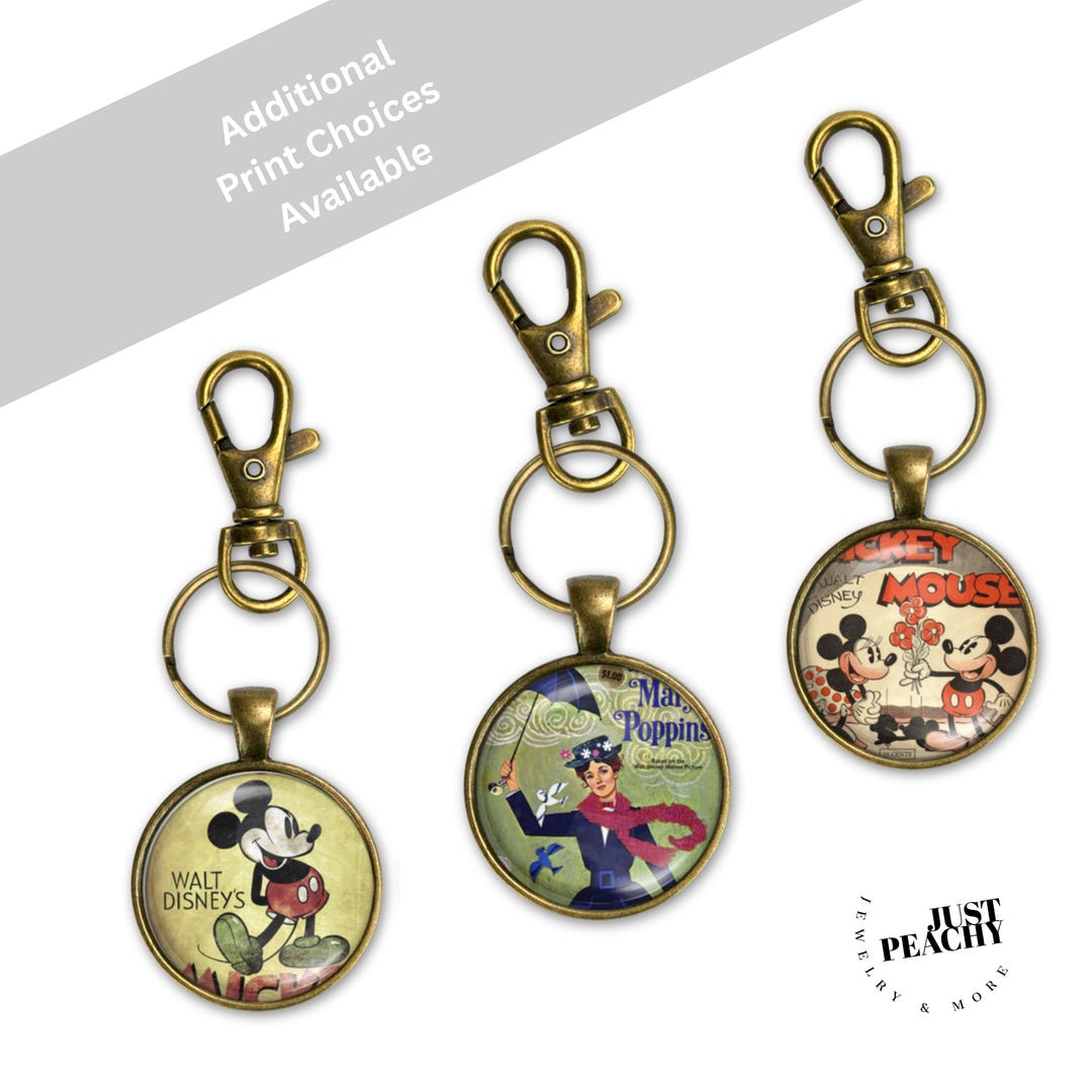 Vintage Disney Movie Keychain, Bronze Clip-on Pendant Purse Charm - Etsy
