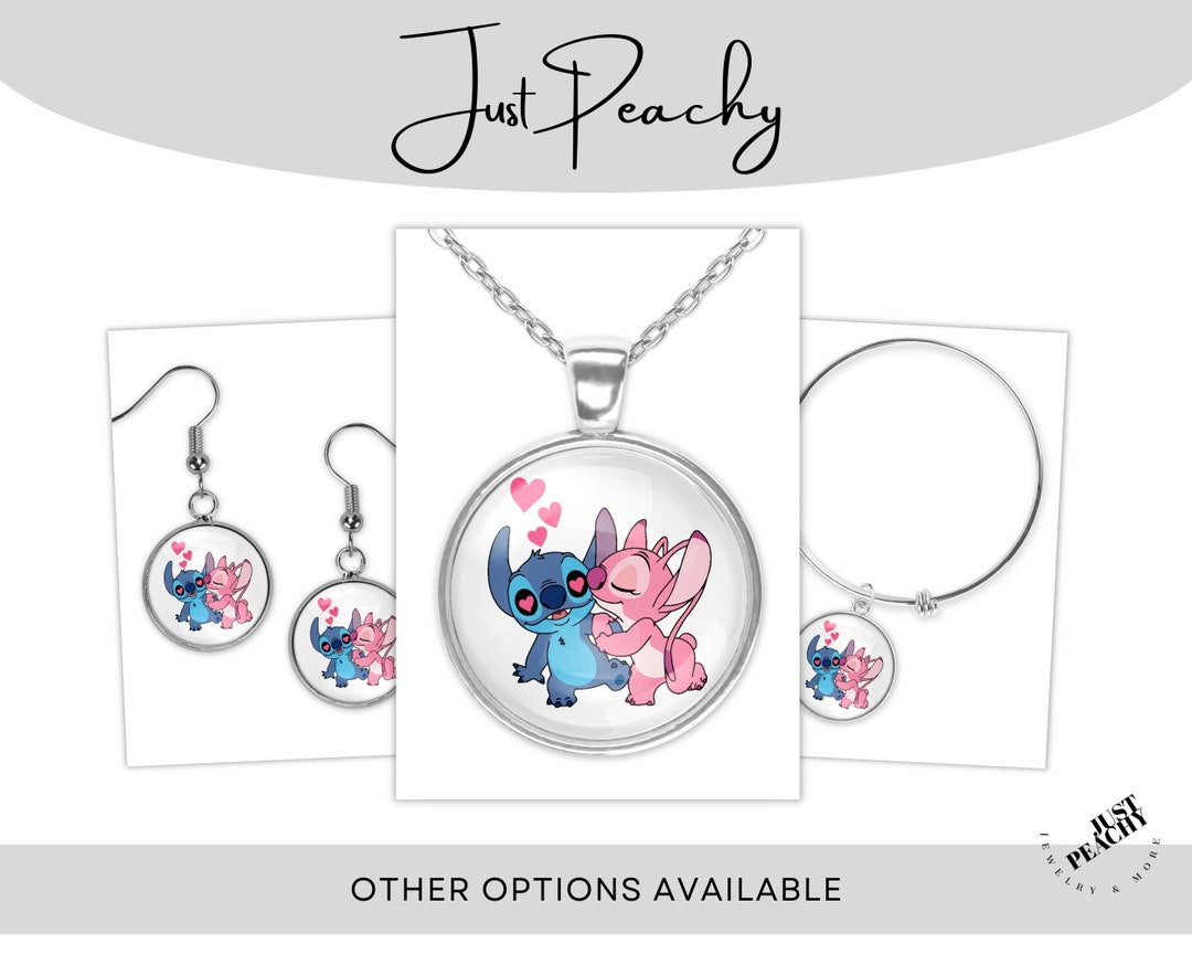 Stitch Angel Valentine Love Bijoux en argent Collier pendentif Grande ...