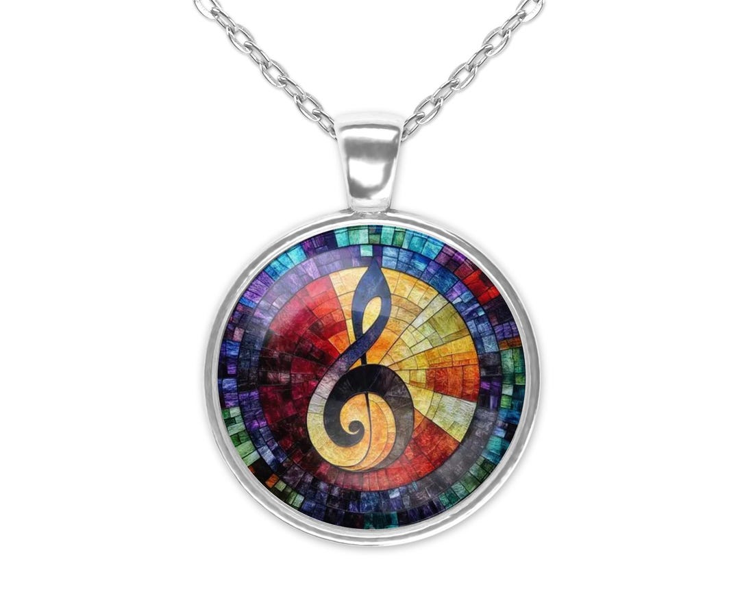 Music Cleft Note Piano Keys Keyboard Stained Glass Art Glass Pendant ...
