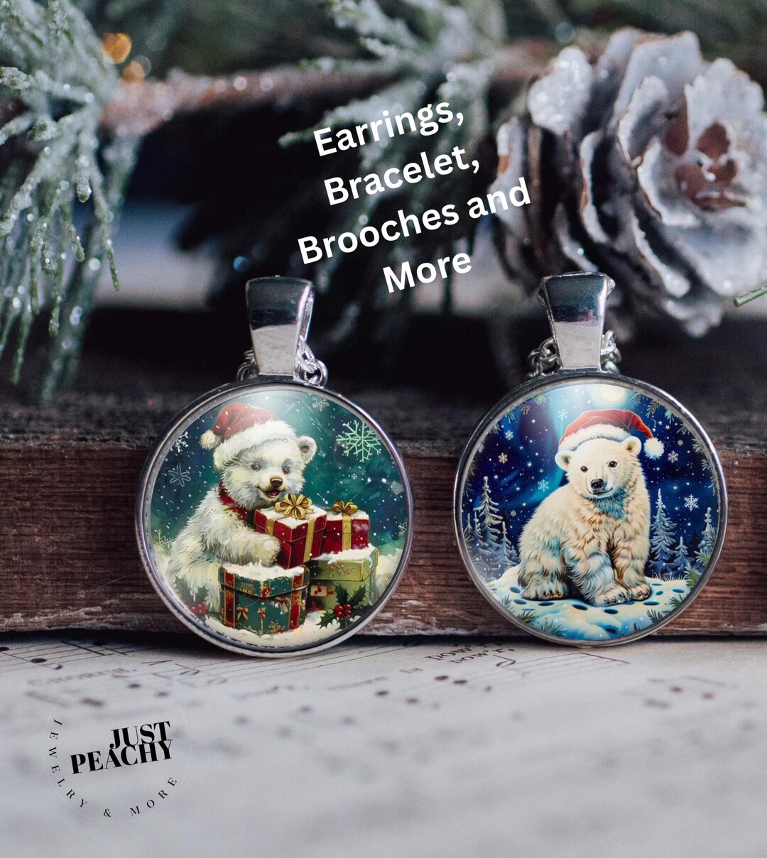 Christmas Polar Bear Winter Wonderland Silver Jewelry Set - Etsy