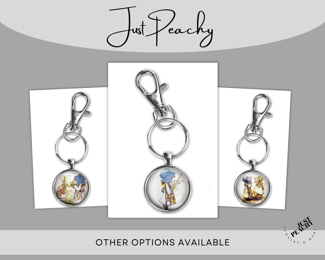 Holly Hobbie Colonial Prairie Girl Friends Retro Art Silver Keychain ...