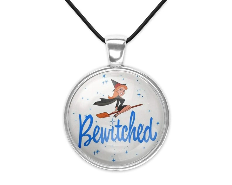 Retro Bewitched Halloween Witch Cartoon Art Silver Pendant Necklace - Etsy