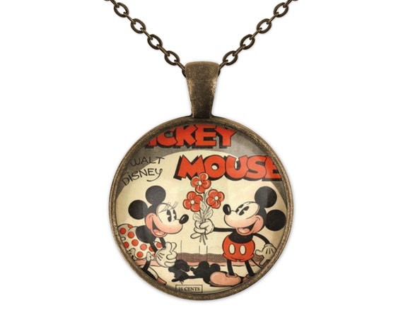 Retro Vintage Mickey Minnie Mouse Cartoon Art Necklace | Etsy