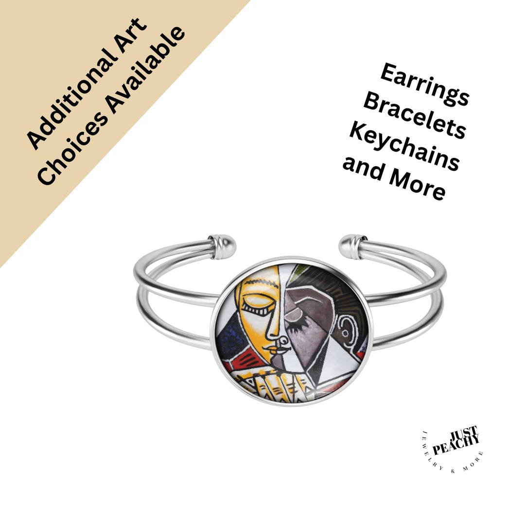 Pablo Picasso Painting Historical Art Silver Jewelry Set Cuff Bracelet ...