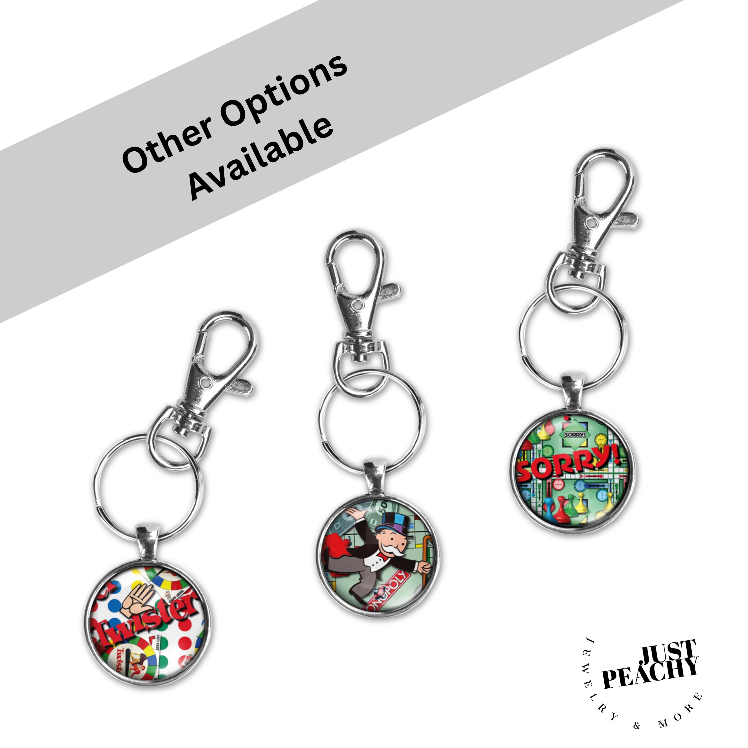 Retro Board Game Art Keychain: Monopoly, Twister, Sorry - Etsy