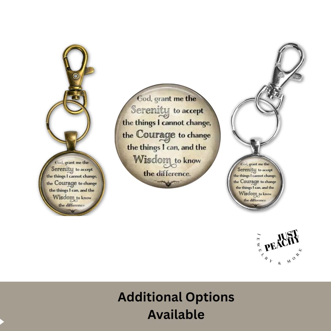 Serenity Prayer Keychain: 12 Step Recovery Gift, Purse Charm - Etsy