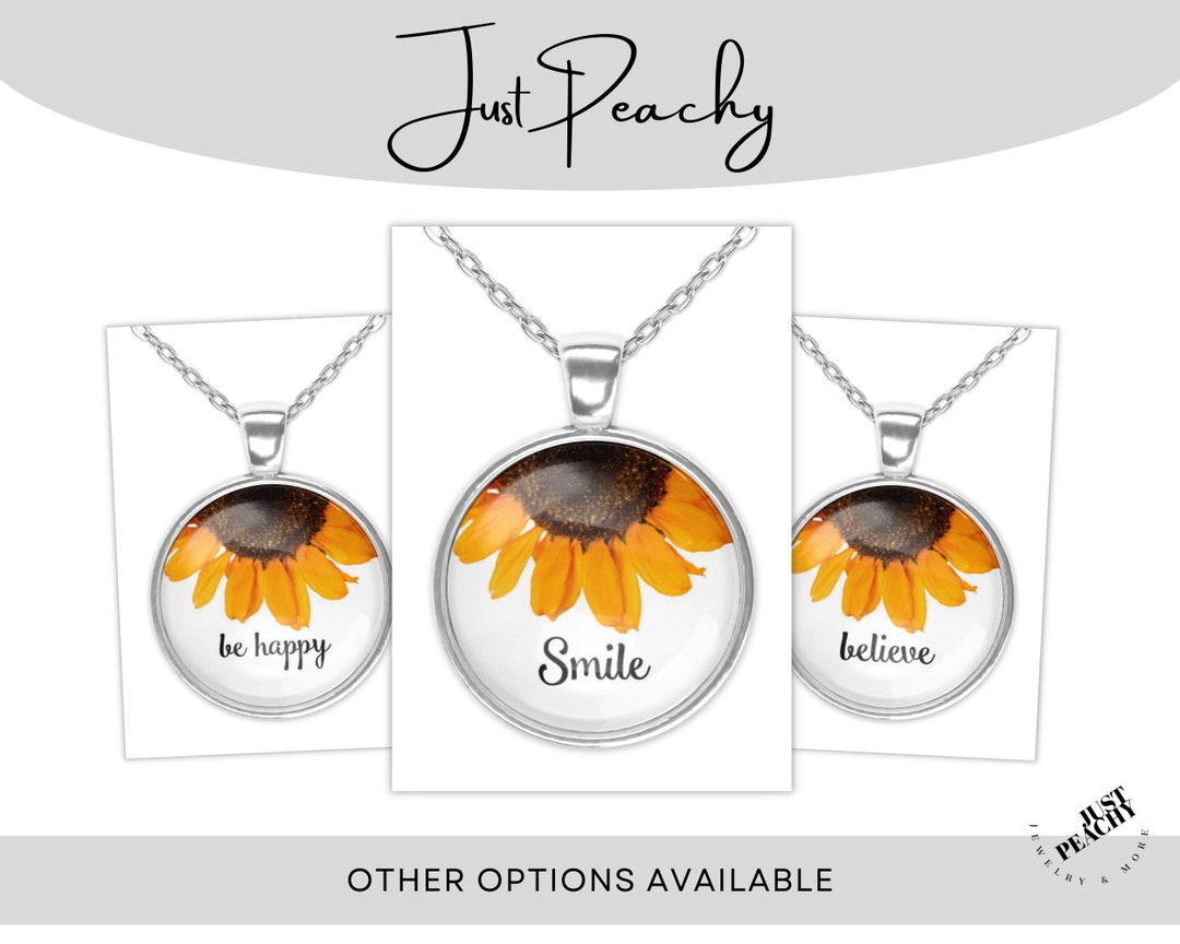 Positive Affirmation Motivation Empowerment Silver Jewelry Sunflower ...