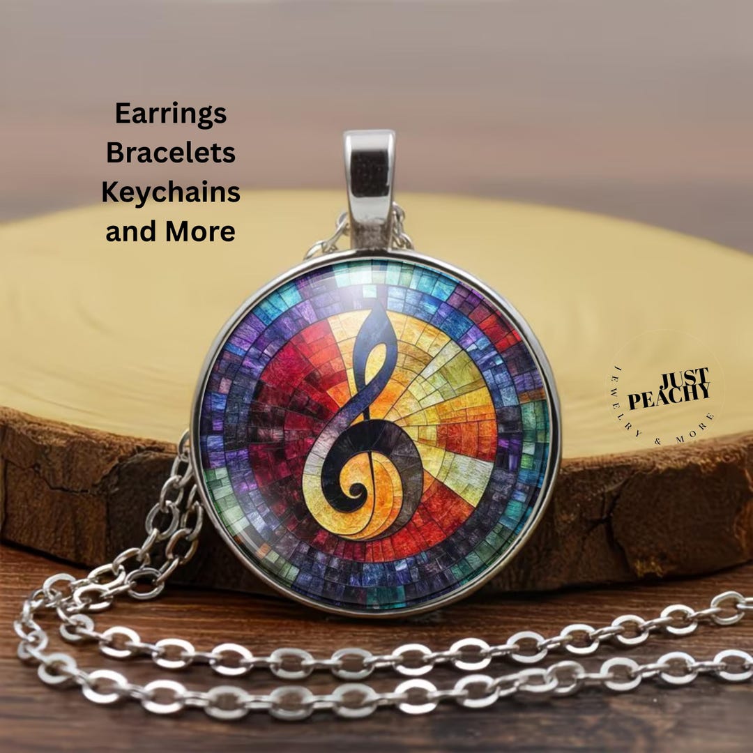 Music Cleft Note Piano Keys Keyboard Stained Glass Art Glass Pendant ...