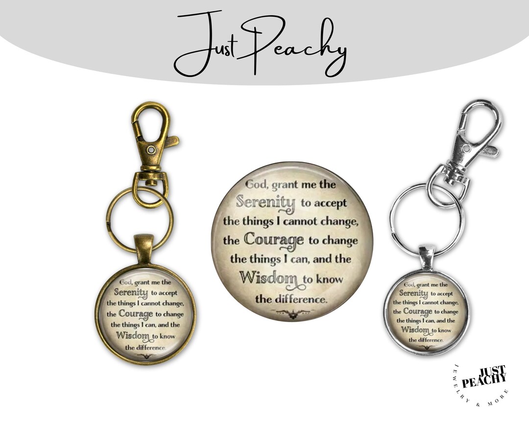 Serenity Prayer 12 Step Program Recovery AAA Quote Empowerment Keychain ...