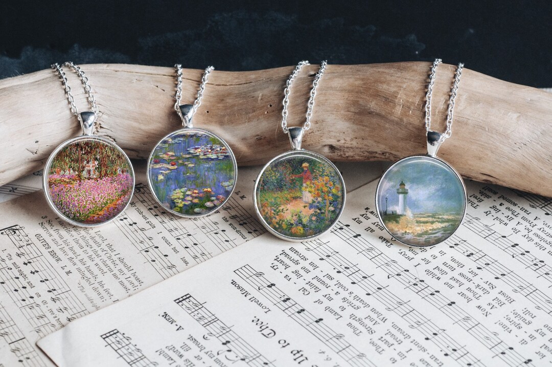 Claude Monet Art History Paintings Jewelry Glass Pendant Necklace Large ...