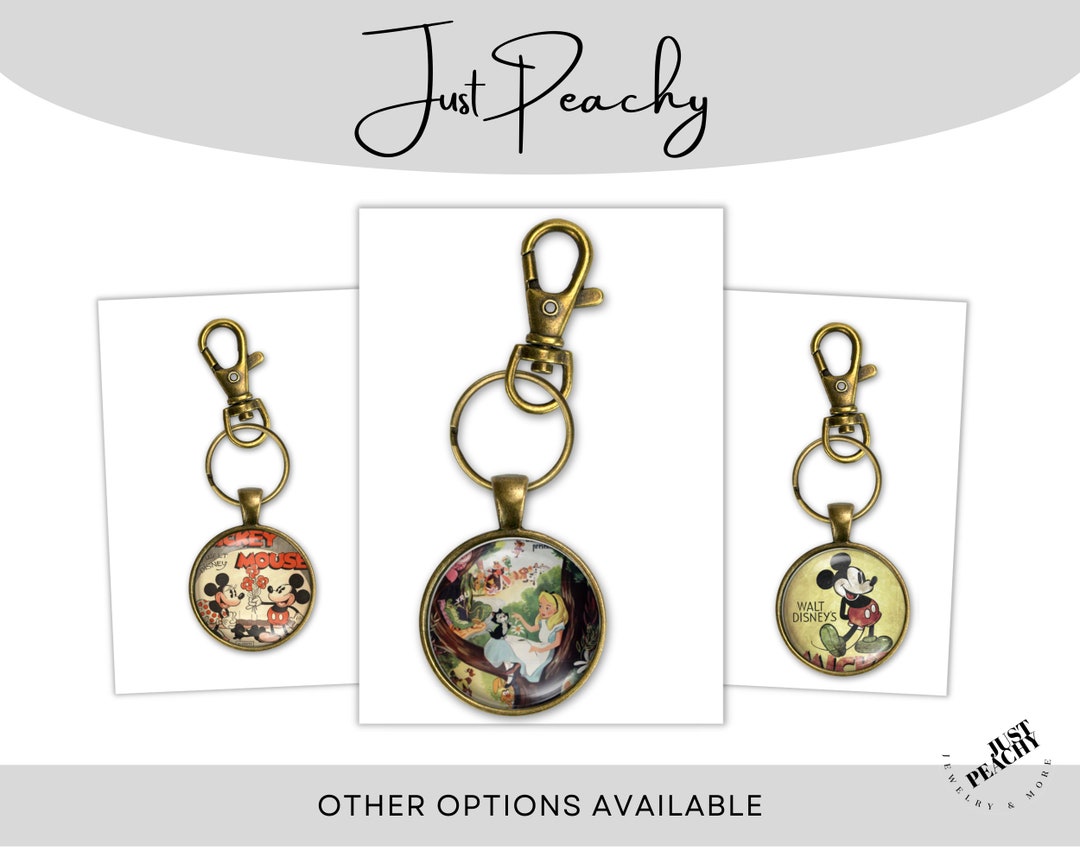 Retro Vintage Disney Movie Cartoon Bronze Keychain Large Pendant Option ...