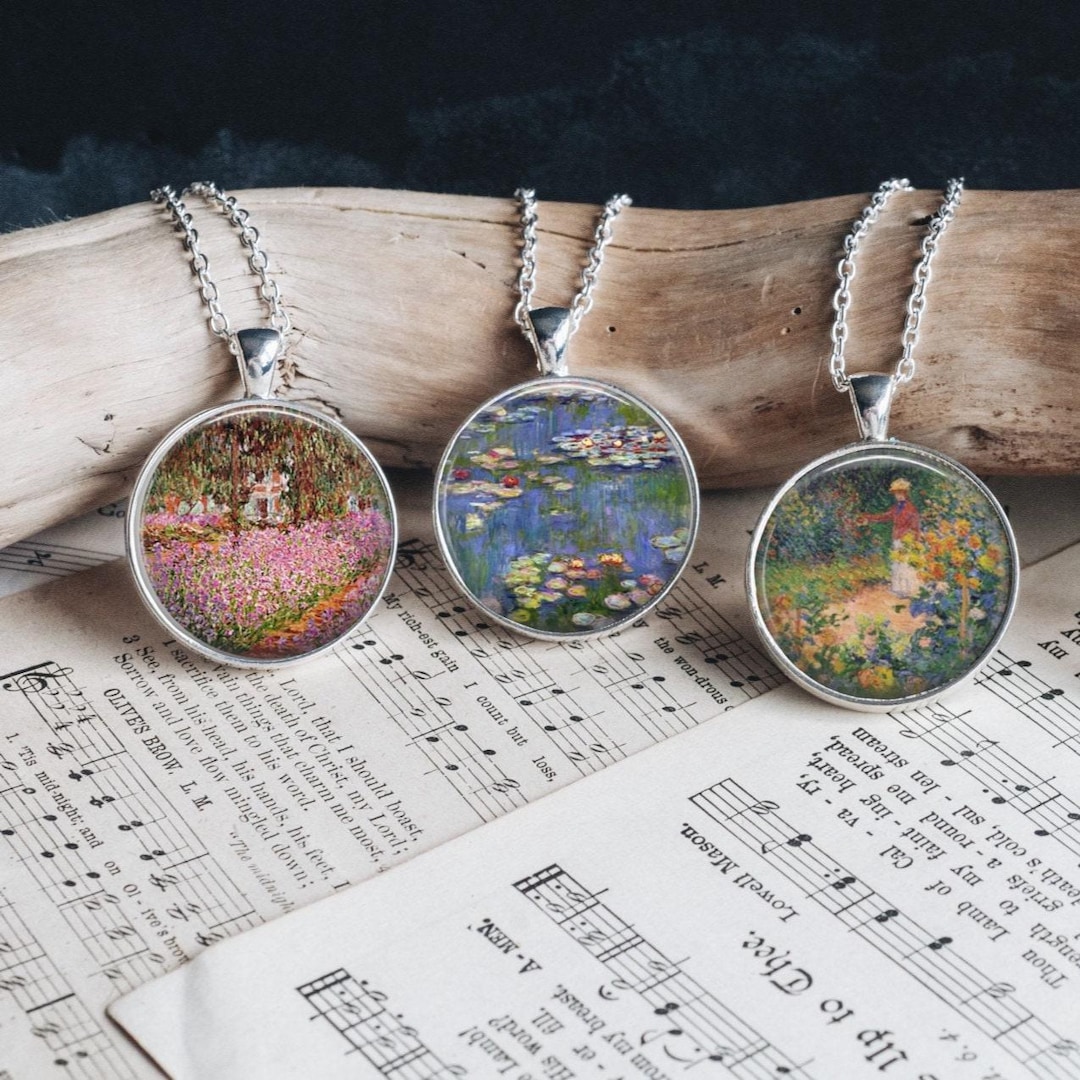 Claude Monet Art History Silver Jewelry Set Glass Pendant Necklace - Etsy