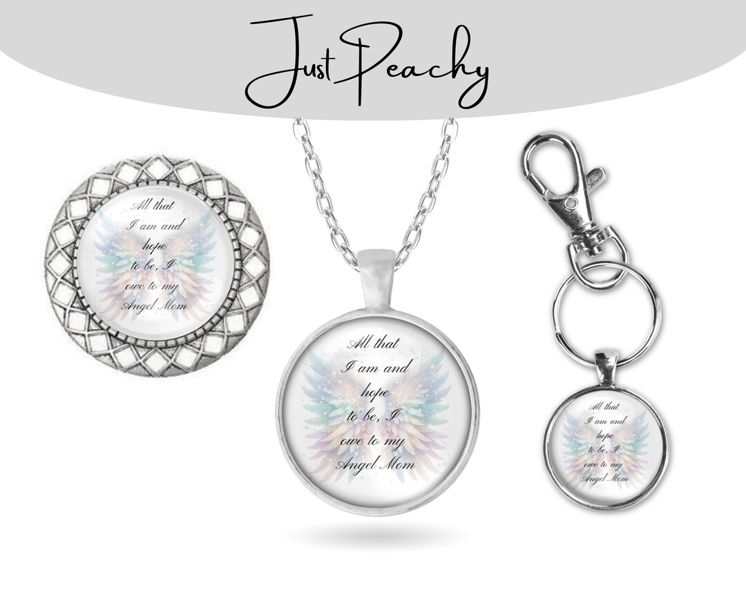 Angel Mom Quote Abraham Lincoln Silver Jewelry Glass Pendant Necklace ...
