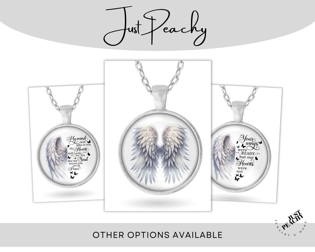 Memorial Remembrance Guardian Angel Wing Quote Art Silver Jewelry Glass ...
