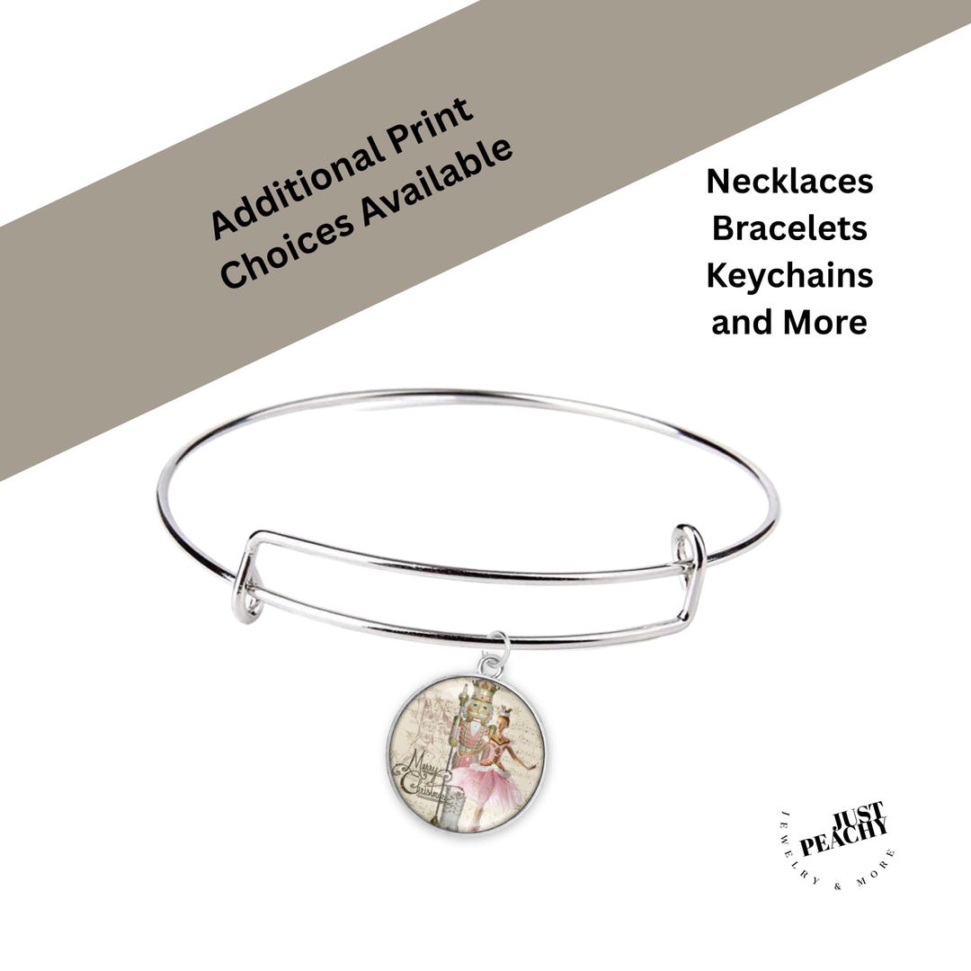 Nutcracker Ballet Silver Bangle Bracelet, Glass Pendant Necklace ...