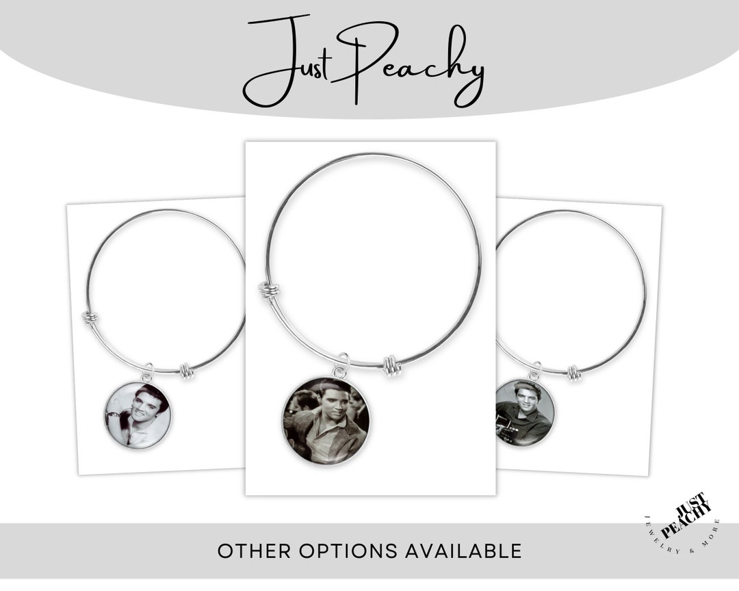 Elvis Presley King of Rock Silver Jewelry Charm Bracelet Glass Pendant ...