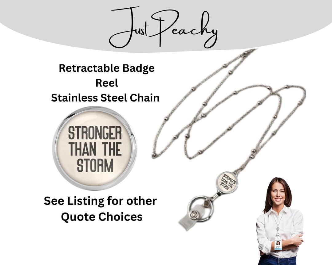 Strong Women Empowerment Quote Badge Reel Necklace Stainless Steel ...