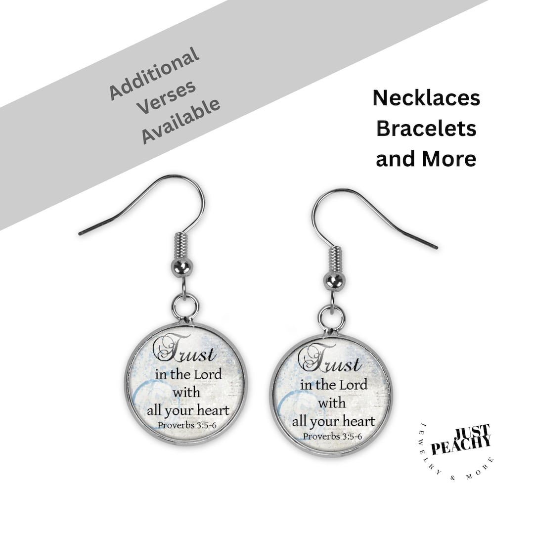 Christian Scripture Silver Dangle Earrings, Faith Jewelry, Bible Verse ...