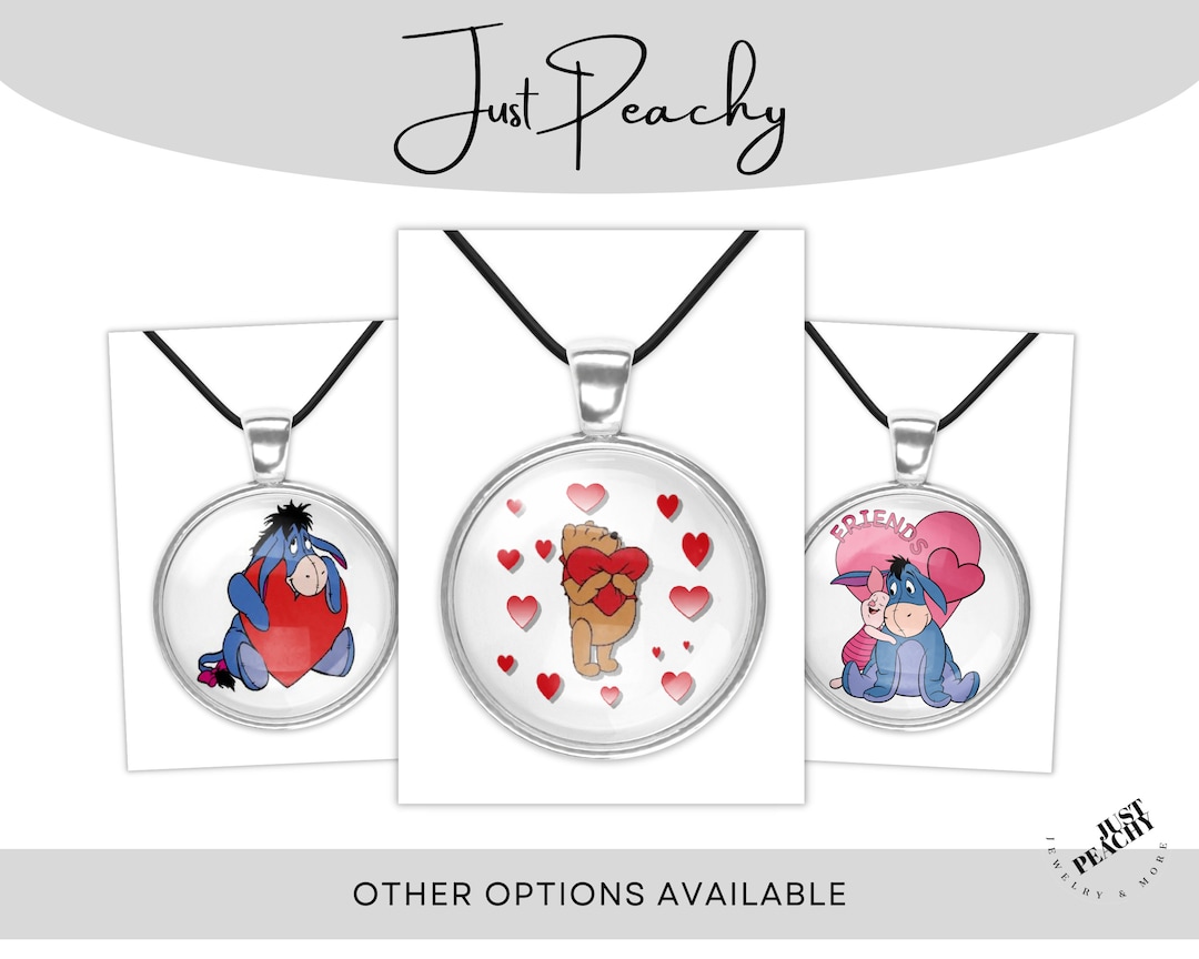 Pooh Tigger Eeyore Art Jewelry Love Valentine Necklace Large Pendant ...